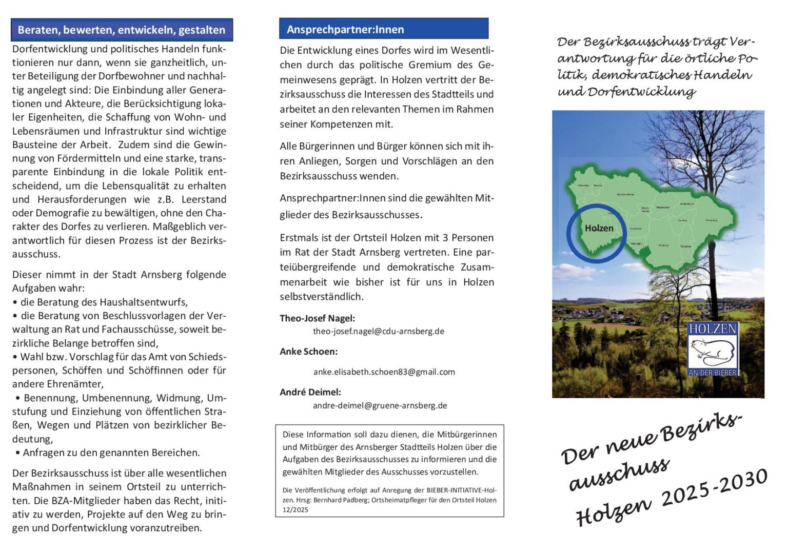 Der neue Bezirksausschuss Holzen 2025-2030 – Holzen